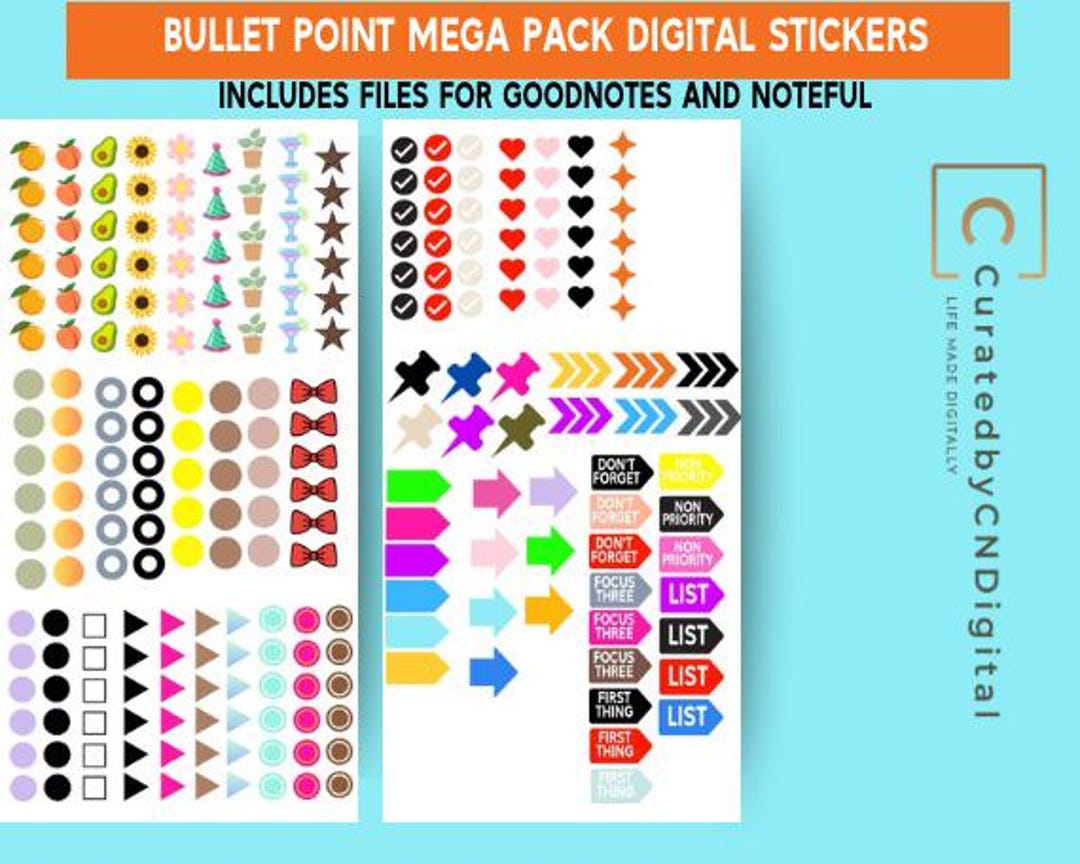 Bullet Point Mega Pack Digital Stickers - Etsy