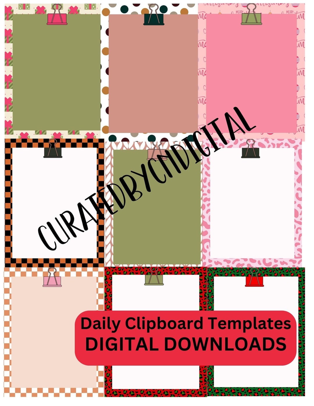 Holidailies--digital Clipboard Templates - Etsy