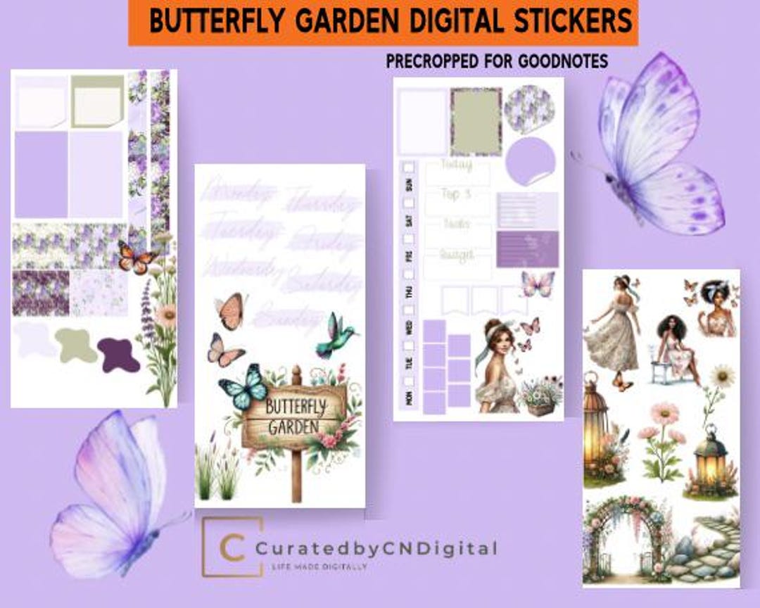 Butterfly Garden Digital Stickers - Etsy