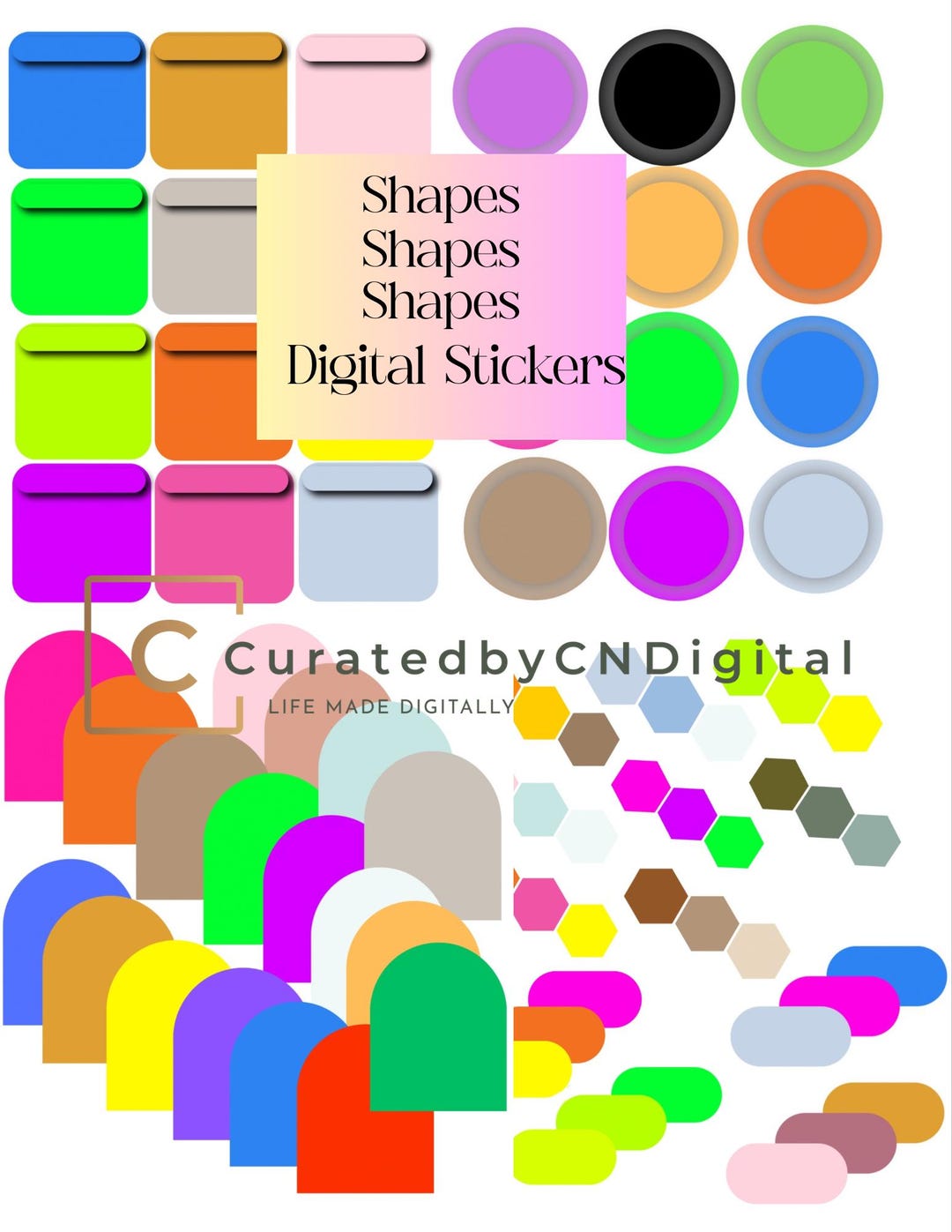 Shapes Shapes Shapes Digital Stickers - Etsy