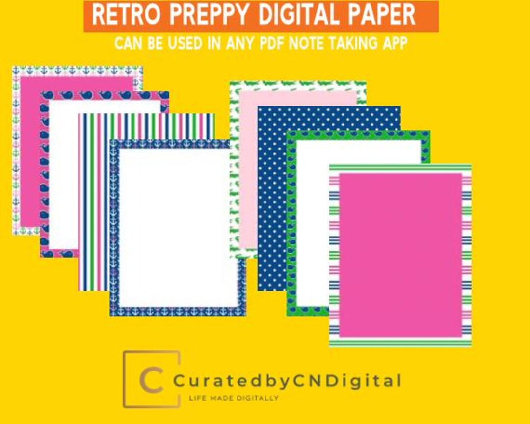 Retro Preppy Digital Paper - Etsy