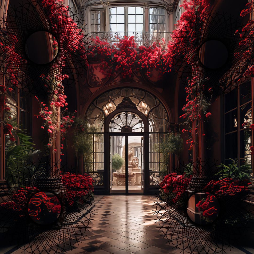 Red Romantic Botanical Atrium Backdrop Valentine's Day Multimedia ...