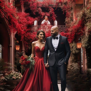 Red Romantic Botanical Atrium Backdrop Valentine's Day Multimedia ...