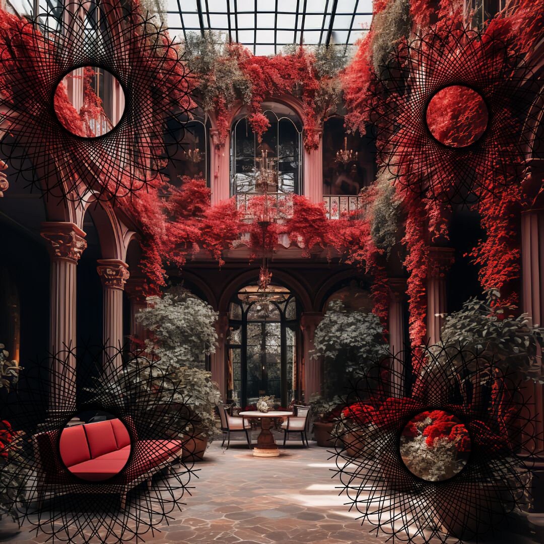 Red Romantic Botanical Atrium Backdrop Valentine's Day Multimedia ...