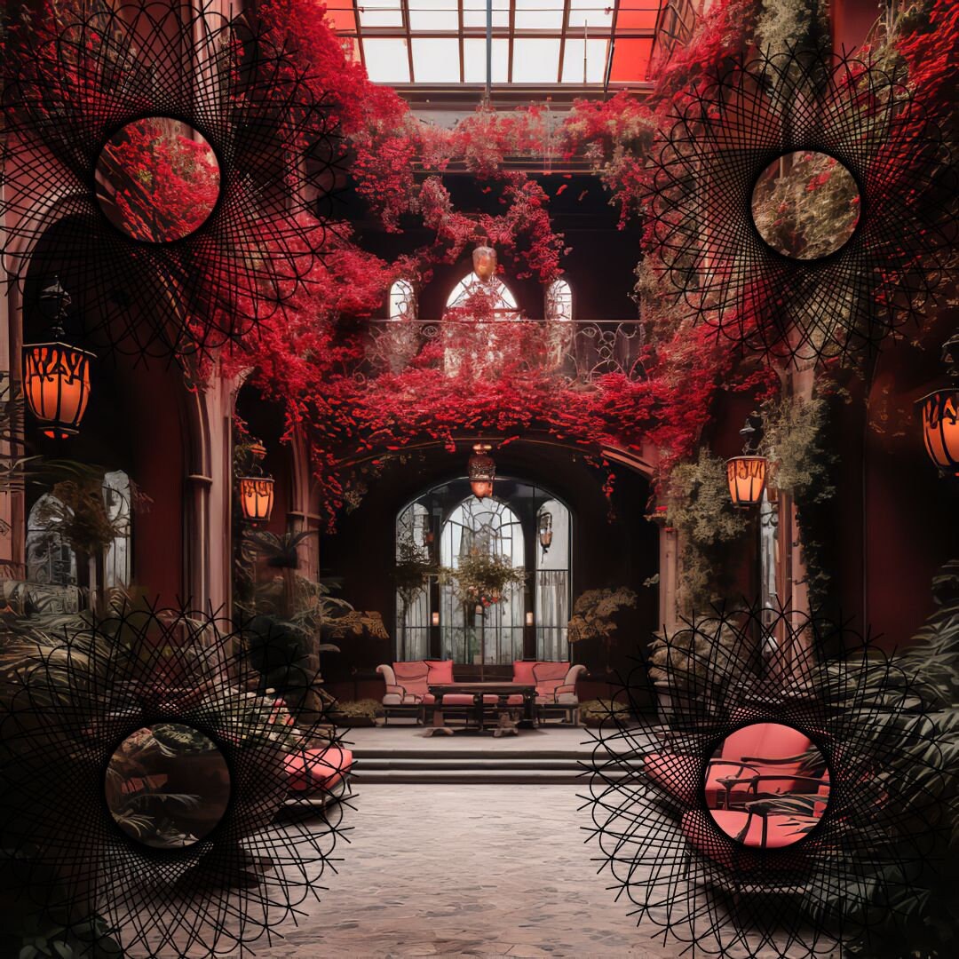 Red Romantic Botanical Atrium Backdrop Valentine's Day Multimedia ...