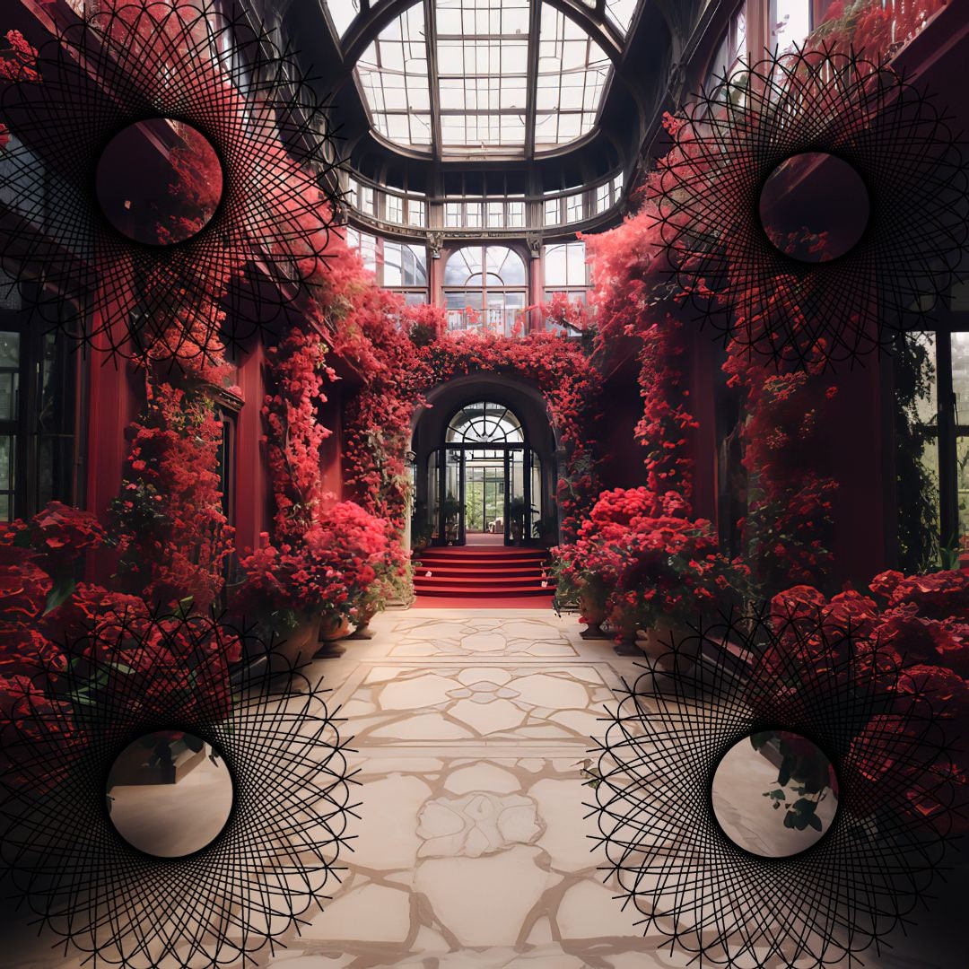 Red Romantic Botanical Atrium Backdrop Valentine's Day Multimedia ...