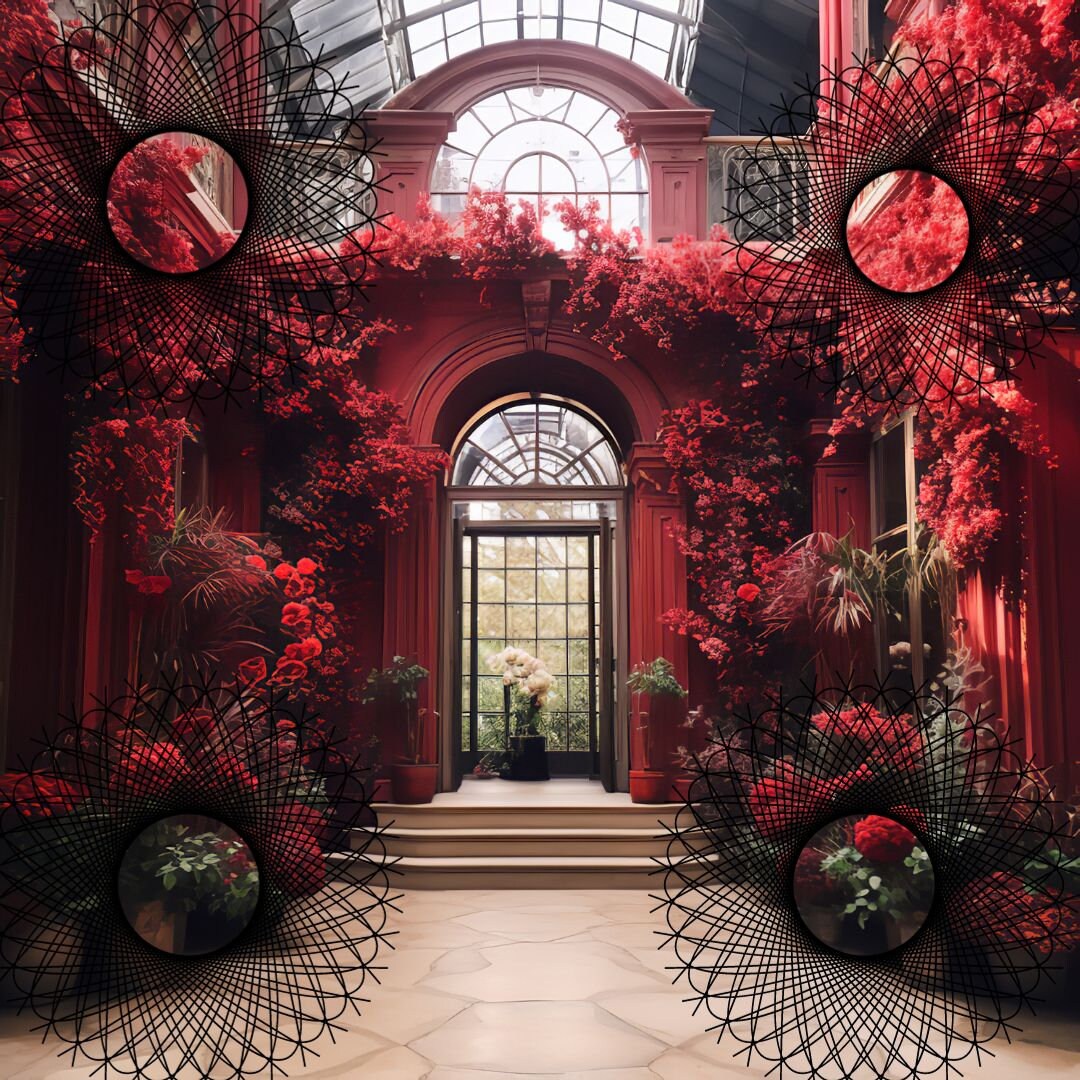 Red Romantic Botanical Atrium Backdrop Valentine's Day Multimedia ...