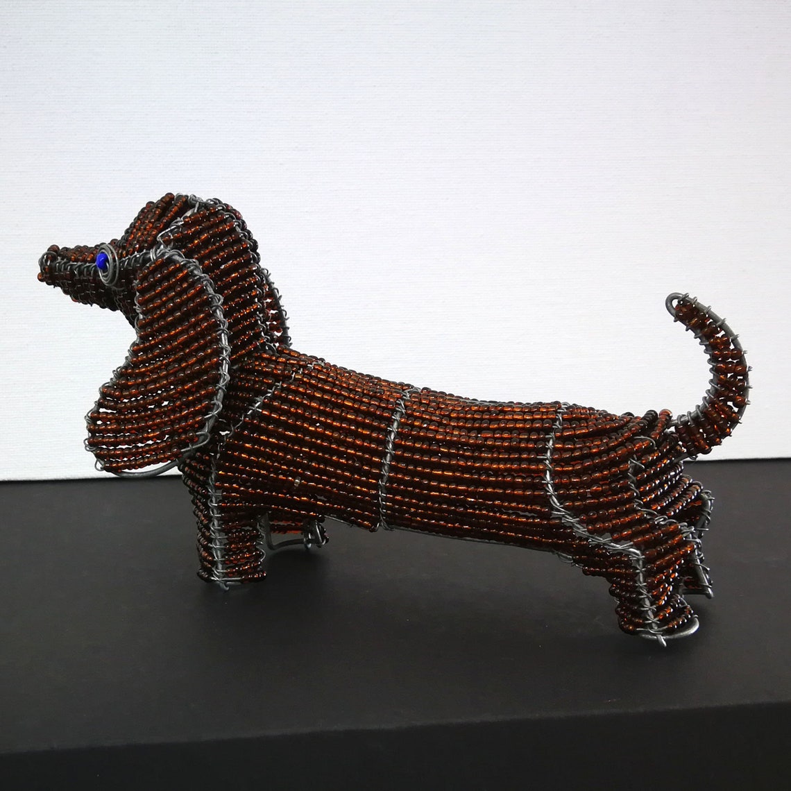Dachshund Wire Bead Sculpture, Bead Wire Dog, African Wire Art, Sausage ...