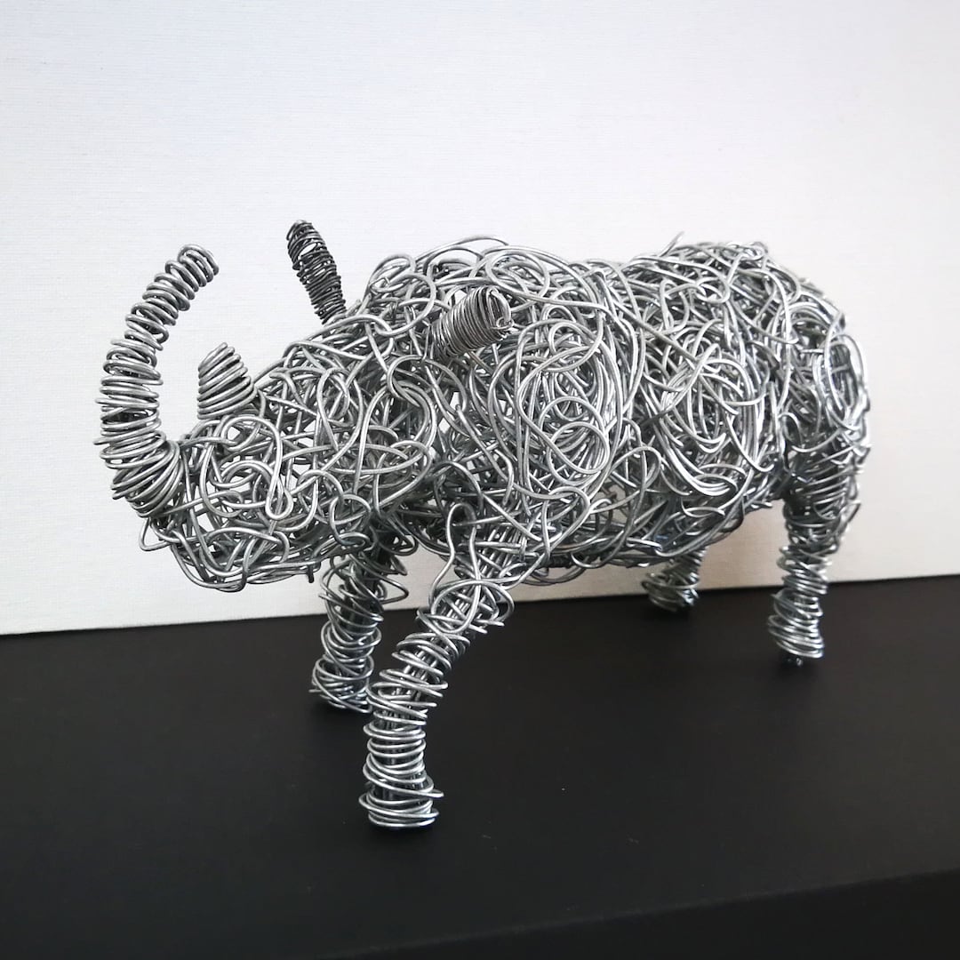 Wire Rhino, Wire Rhino Sculpture, Wire Art Rhino, Wire Animals, African ...