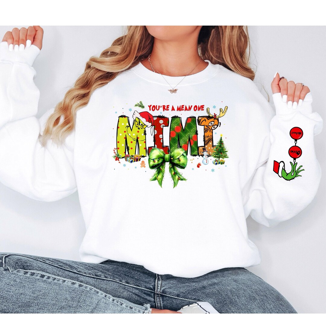 Custom Christmas Mimi Kids Names Sweatshirt, Christmas Grinch Mimi ...