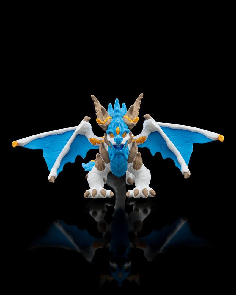 3d Printed Articulated Ice Elemental Dragon - Etsy