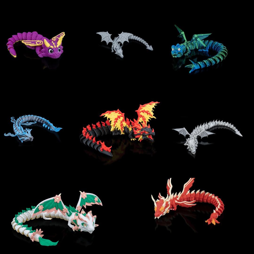 Dragonation Full Collection 8 3d-printed Dragons - Etsy