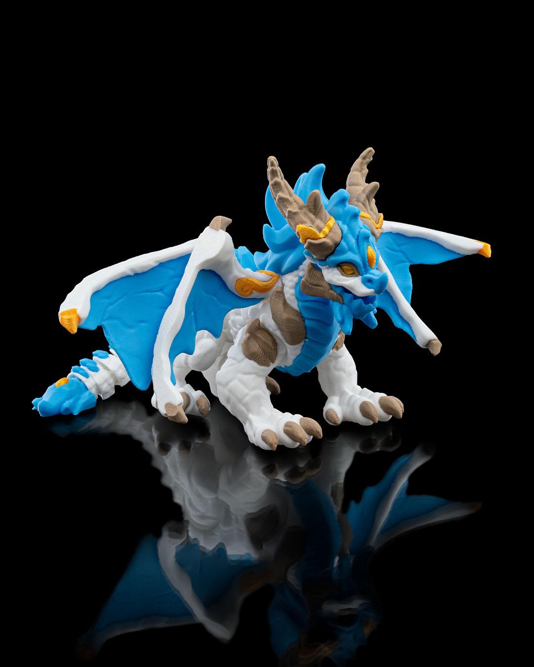3d Printed Articulated Ice Elemental Dragon - Etsy