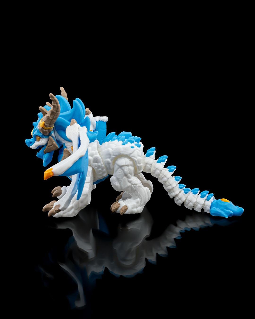 3d Printed Articulated Ice Elemental Dragon - Etsy