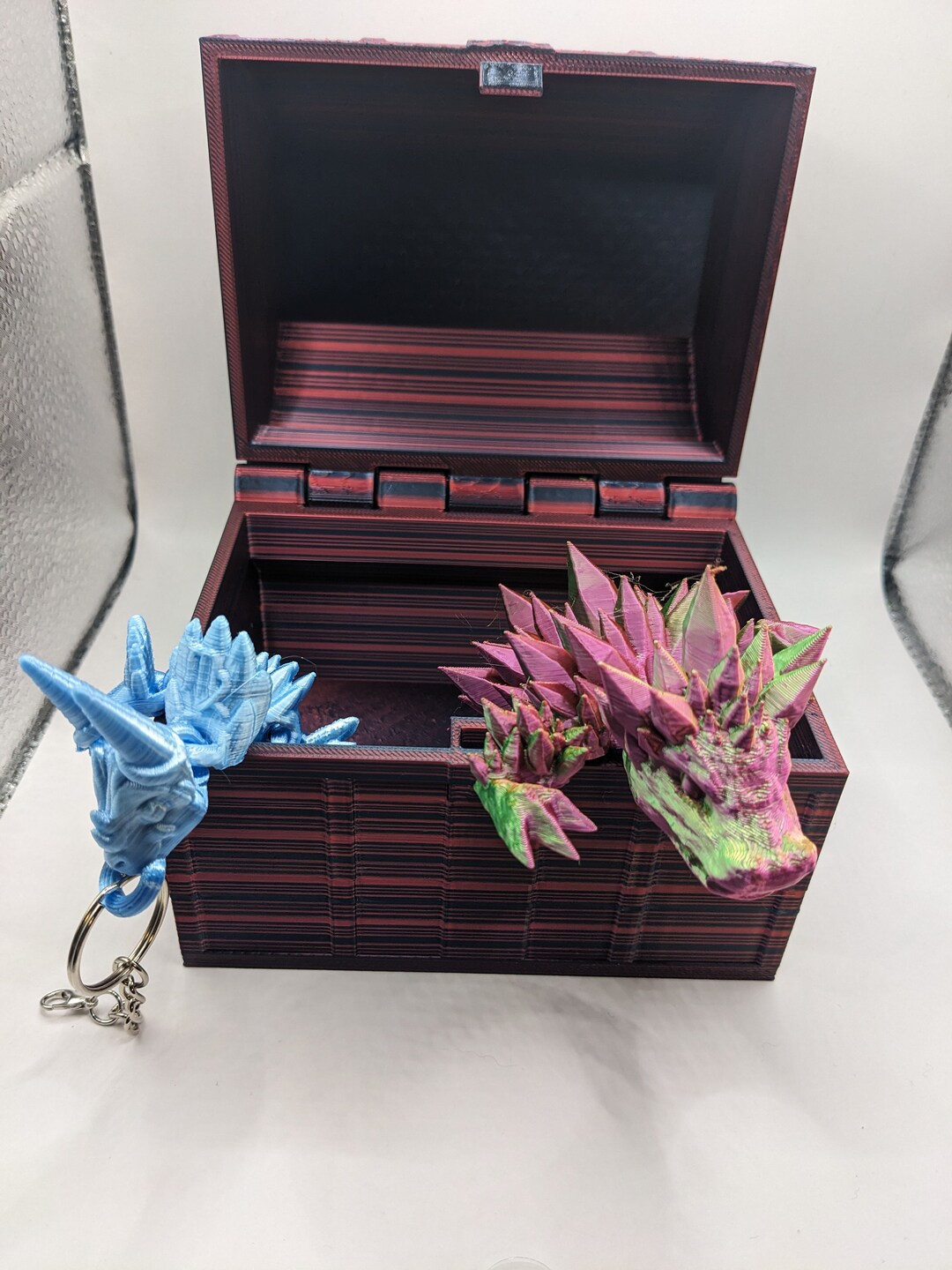 3D Printed Treasure Chest With Mystery Mini Dragon and Keychain - Etsy