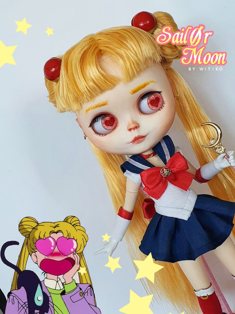 SAILOR MOON inspired OOAK Blythe doll anime doll manga japanese school ...