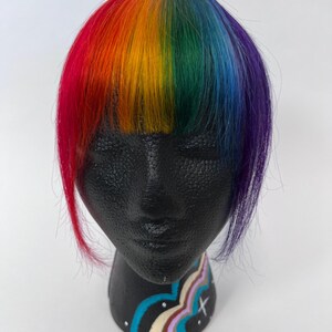 Rainbow Clip in Bangs: Human Hair Extensions, Festival Hair - Etsy