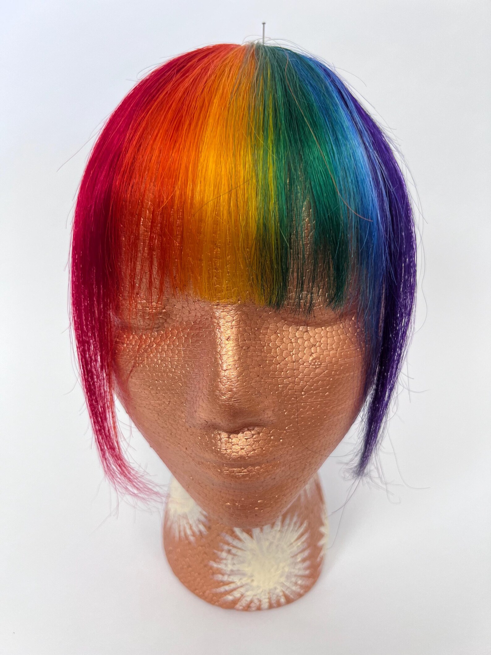 Rainbow Clip in Bangs: Human Hair Extensions, Festival Hair - Etsy