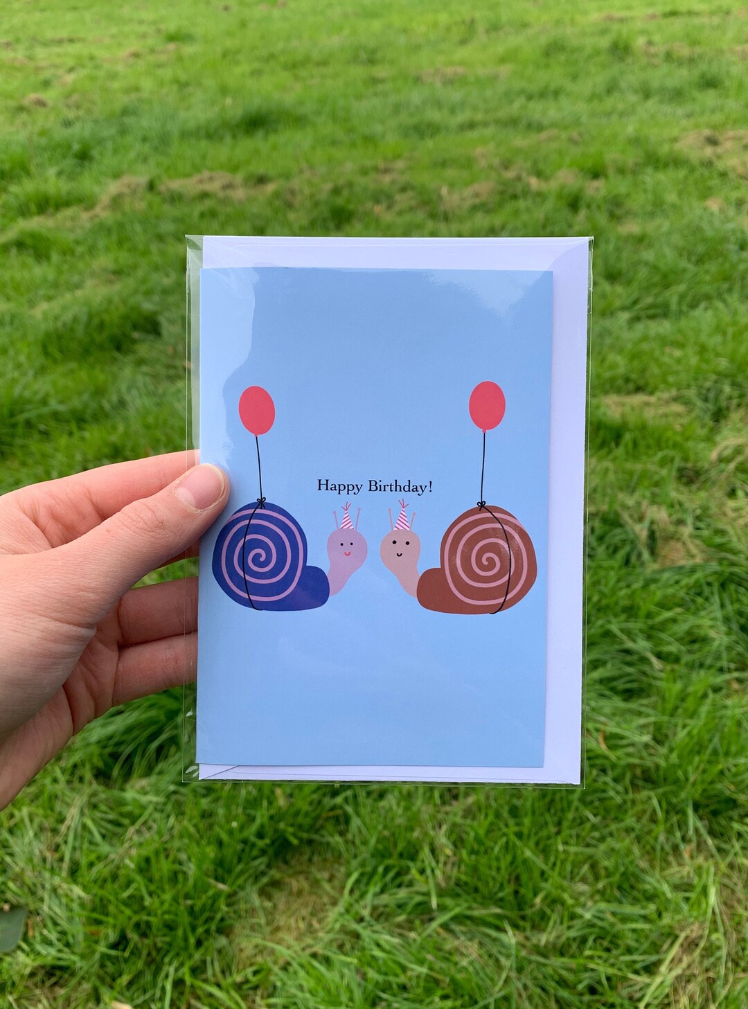 Snail Birthday Card, Illustrated Greeting Card - Etsy