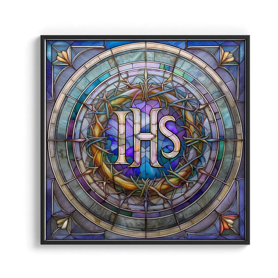 Jesus Christ Symbol "ihs" Stained Glass Print: Crown of Thorns ...