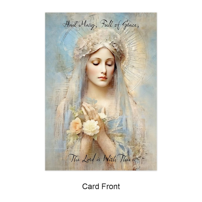 Virgin Mary Floral Art Greeting Card: Catholic Rosary Prayer C12 - Etsy