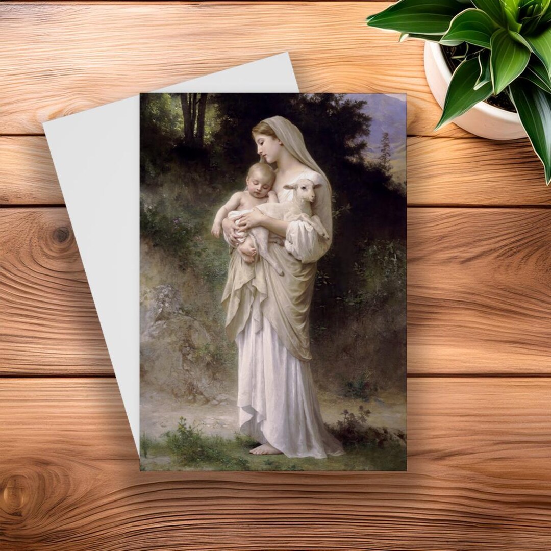 L'innocence Greeting Card, Virgin Mary, Infant Jesus & Lamb: William ...