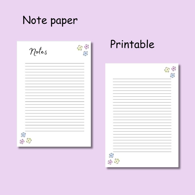 Flower Note Paper Pdf Printable - Etsy