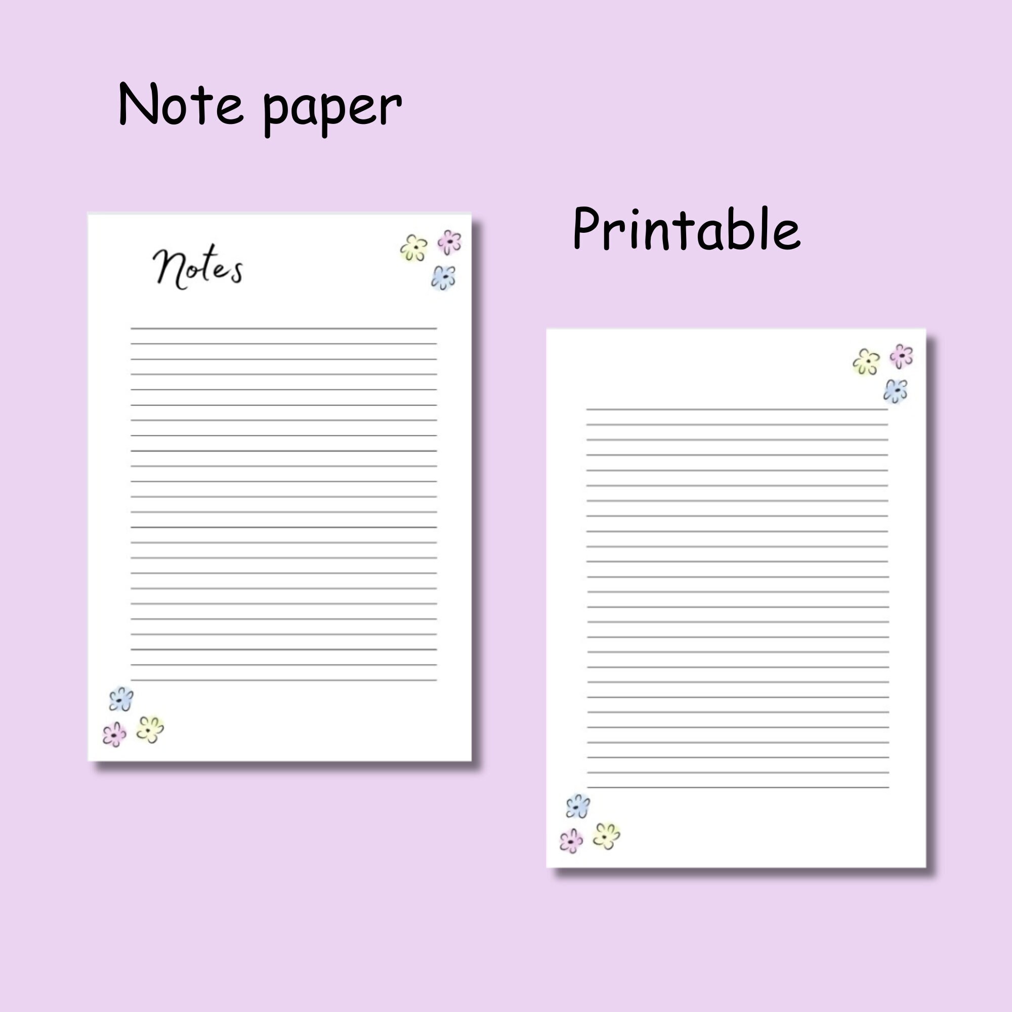 Flower Note Paper Pdf Printable - Etsy