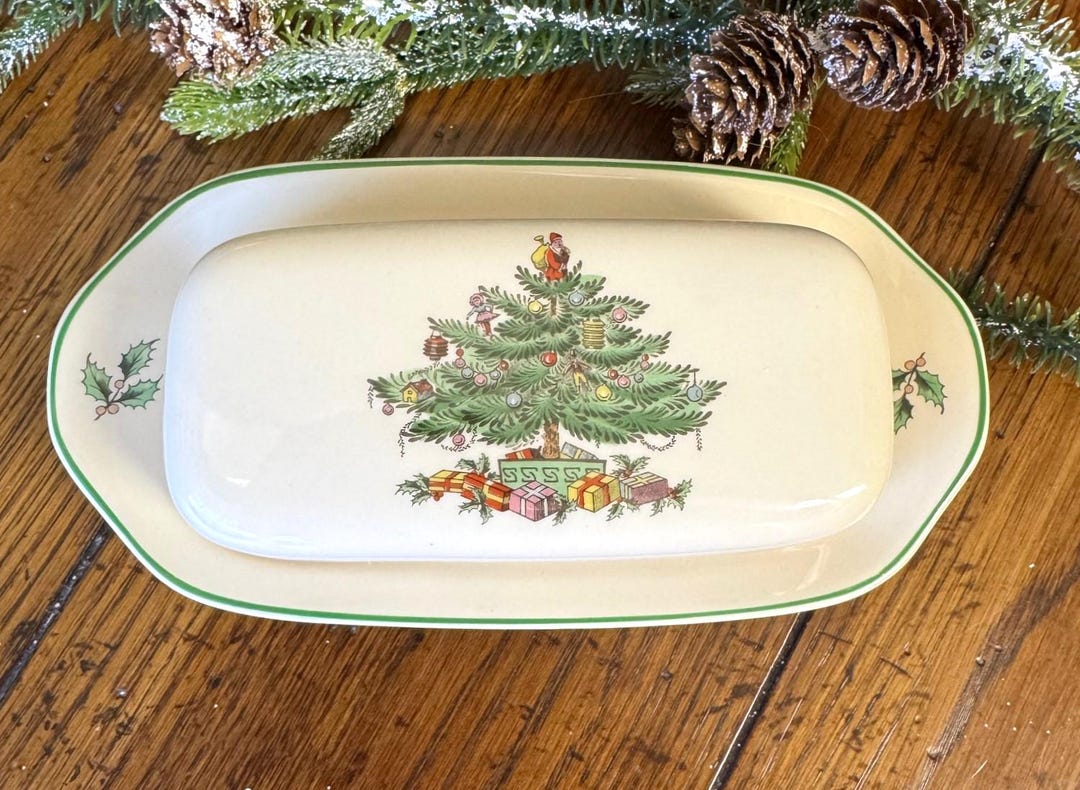 Spode Christmas Tree Covered Butter Dish - Etsy