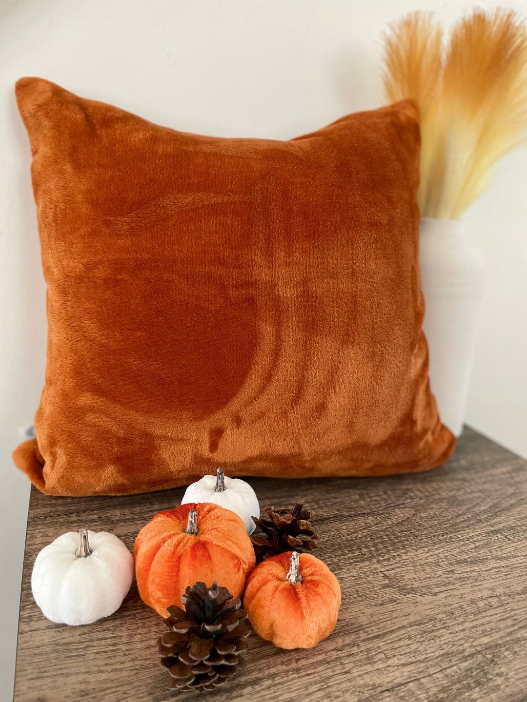 Fall Throw Pillows Fluffy Burnt Orange Pillow Cover Autumn - Etsy