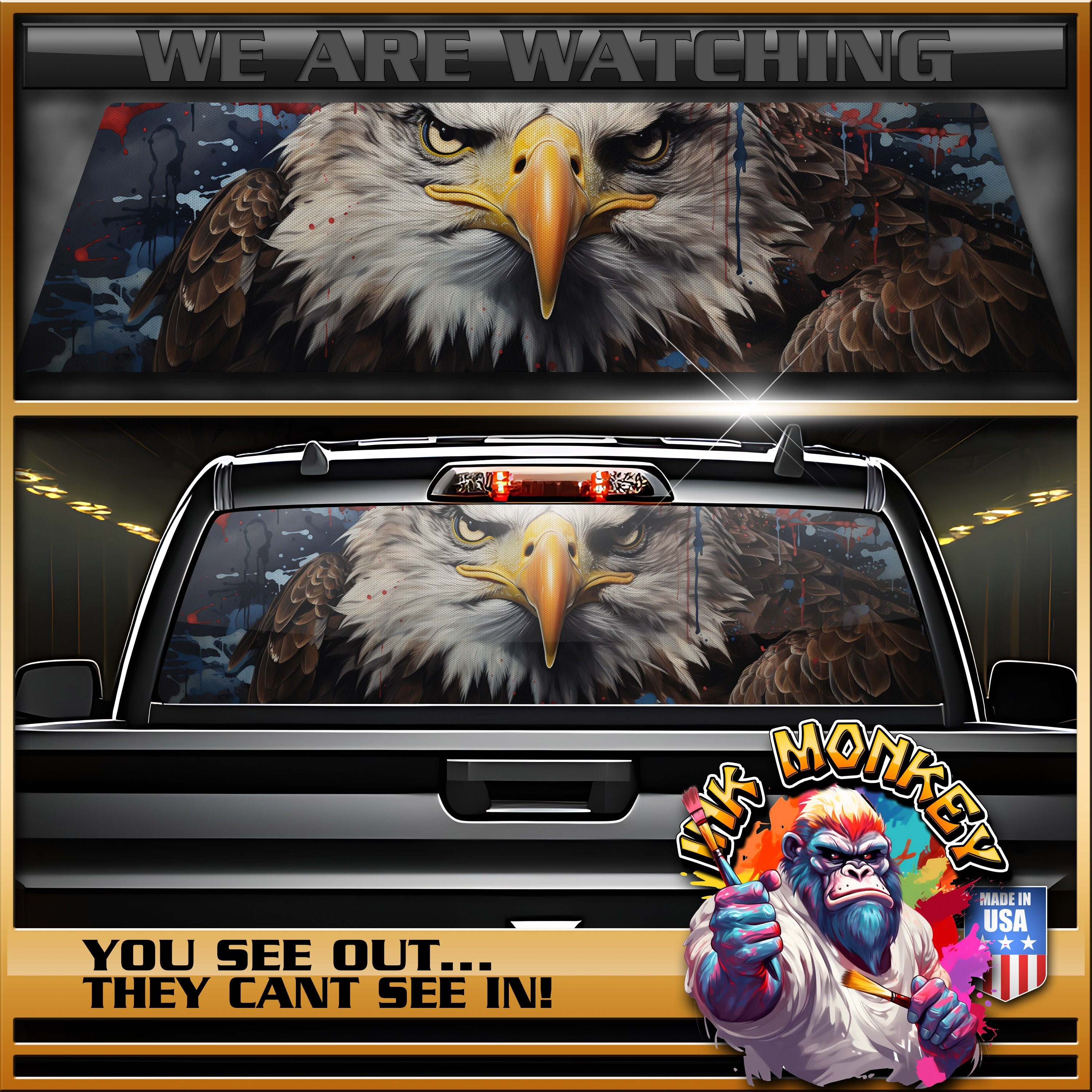American Bald Eagle Truck Back Window Graphics We Are Watching - Etsy