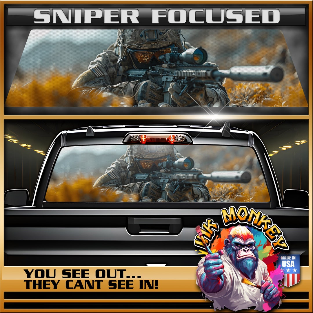 Sniper Focused Truck Back Window Graphics Customizable - Etsy