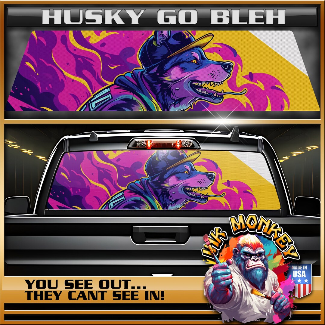Husky Go Bleh Truck Back Window Graphics Customizable - Etsy
