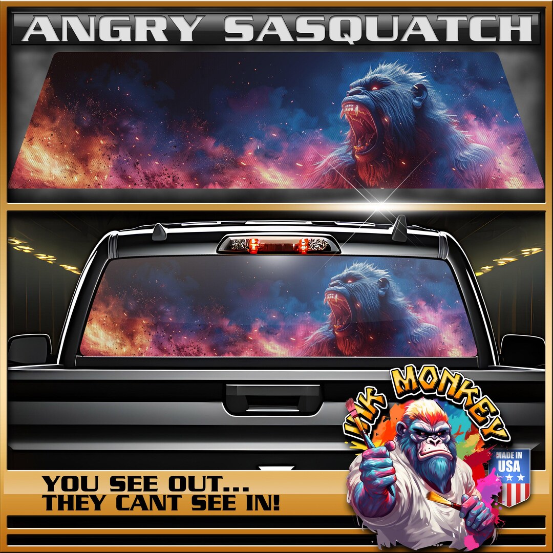 Angry Sasquatch Truck Back Window Graphics Customizable - Etsy