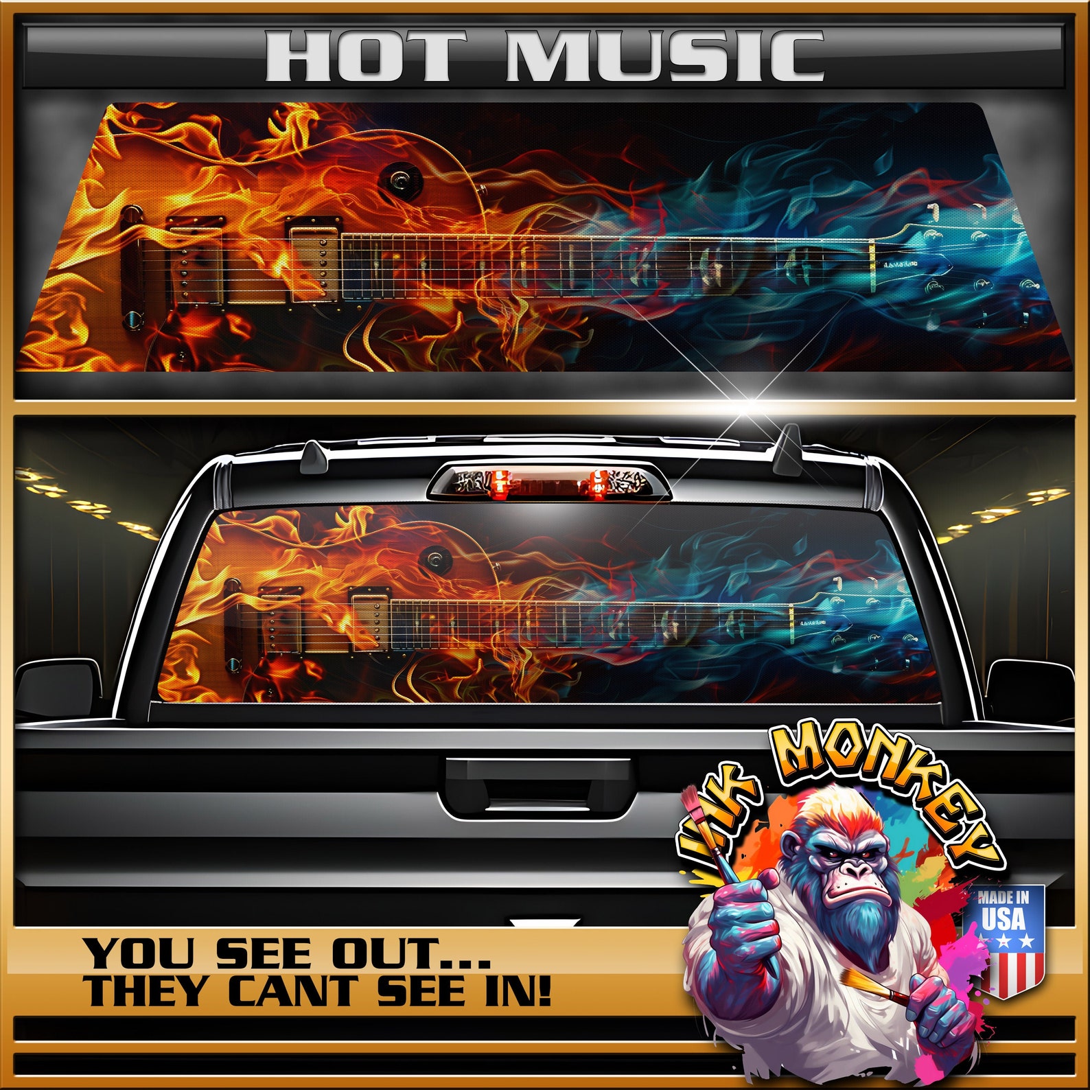 Hot Music Truck Back Window Graphics Customizable - Etsy