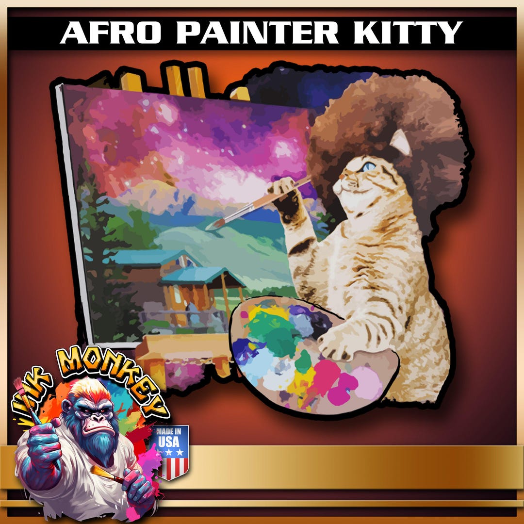 Afro Painter Kitty Decal - Etsy