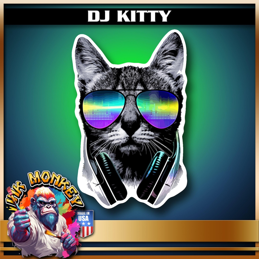 DJ Kitty Decal - Etsy