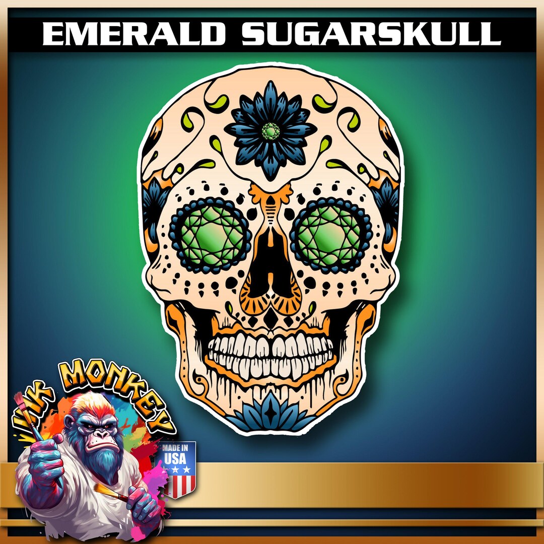 Emerald Sugarskull Decal - Etsy