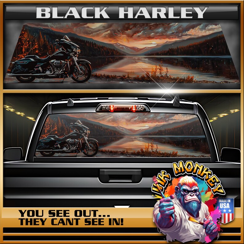 Black Harley Truck Back Window Graphics Customizable - Etsy