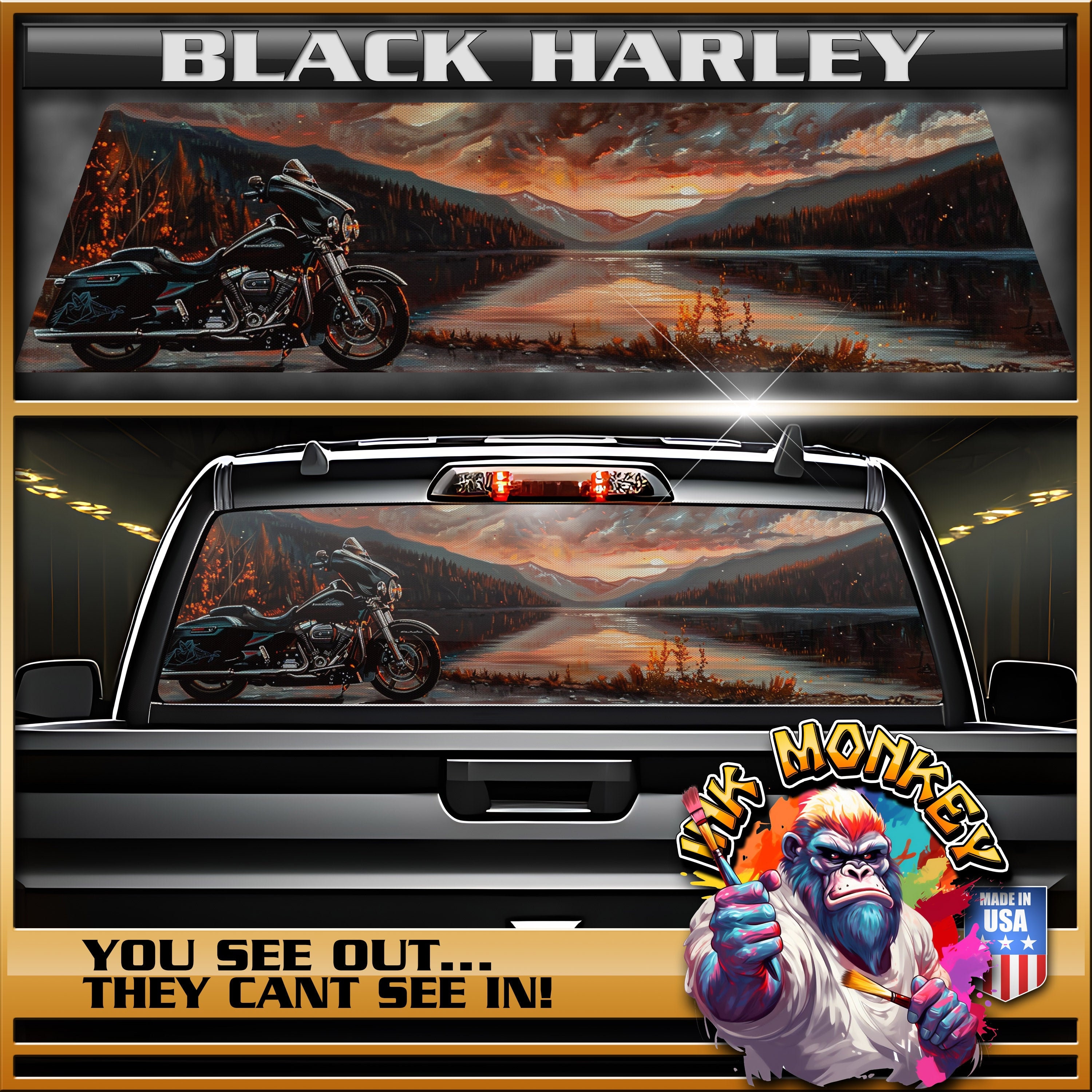 Schwarze Harley LKW Heckscheibengrafik Individuell einstellbar Etsy