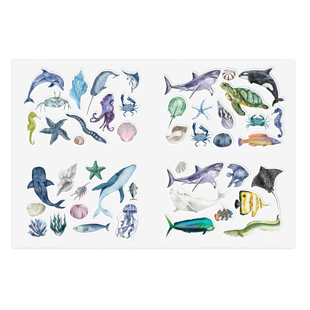 Ocean Creatures Sticker Sheet - Etsy