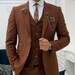 Men Three Piece Rust Colored Suit, Custom Made Rust Wedding Suits ...