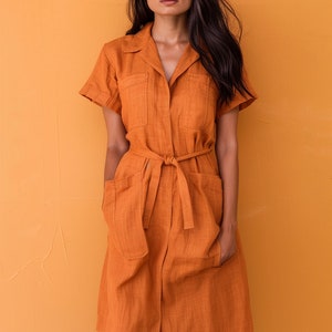 Women's Dressology Rust Linen Dresshandcrafted Rust Dress for Prom ...