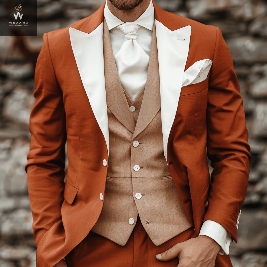 Men Rust Coloured 3 Piece Men Suit for Wedding ,custom Wedding Suits ...