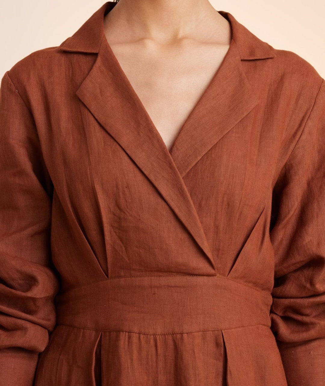 Women's Dressology Rust Linen Dresshandcrafted Rust Dress for Prom ...