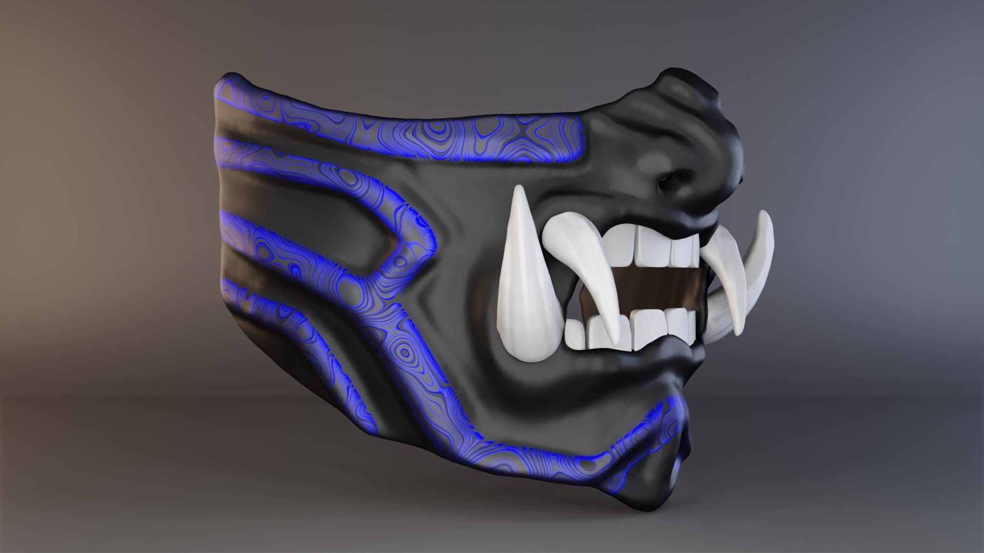 Samurai Oni Half-mask 3D Print File - Etsy