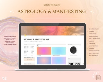 Notion Digital Planner Template for Manifestation (2024 Astrology Sun ...