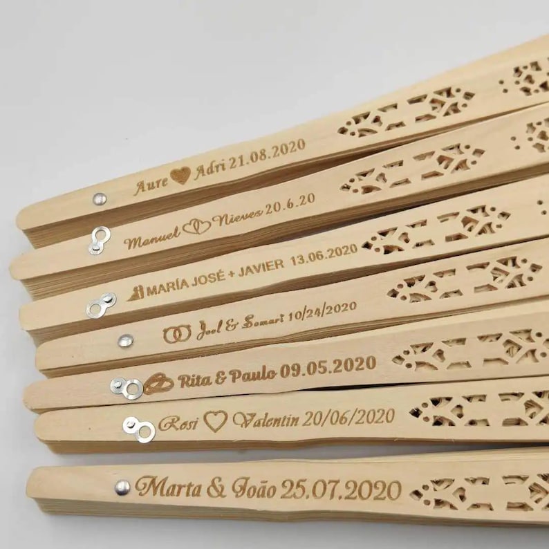 30 Pcs Engraved Personalized Hand Fans, Custom Party Favors, Wedding ...