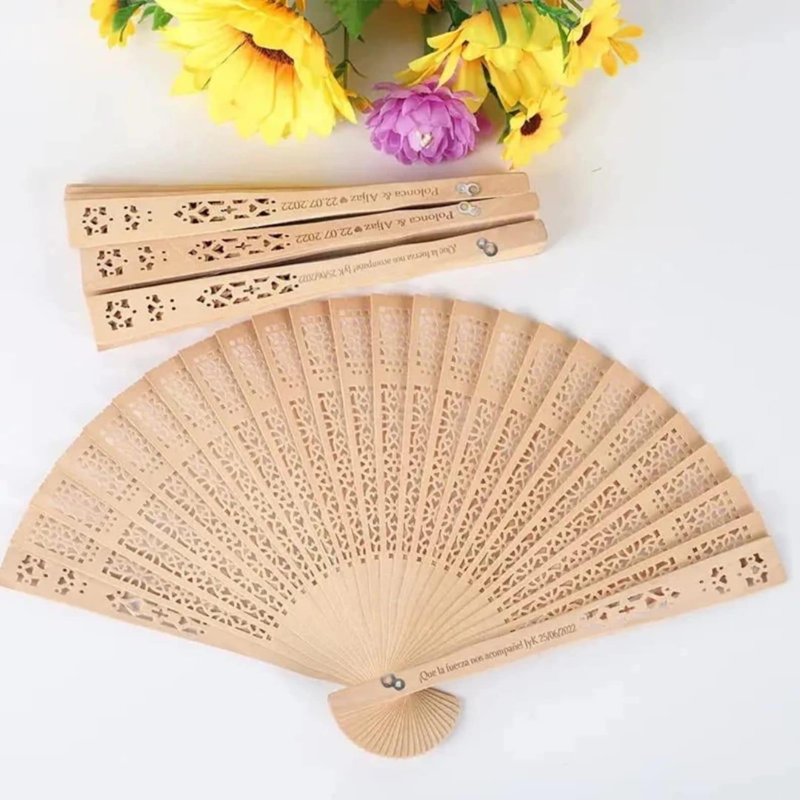 30 Pcs Engraved Personalized Hand Fans, Custom Party Favors, Wedding ...