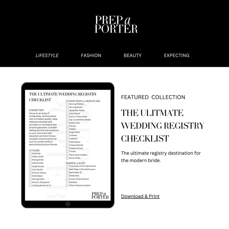 The Ultimate Wedding Registry Checklist - Etsy